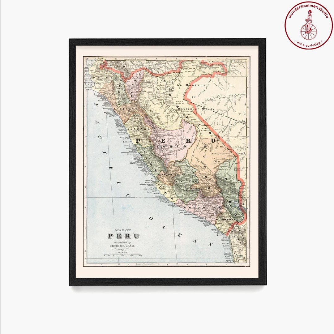 Peru Map Wall Art, Peruvian Art, Peru Poster, Vintage Peru, South ...