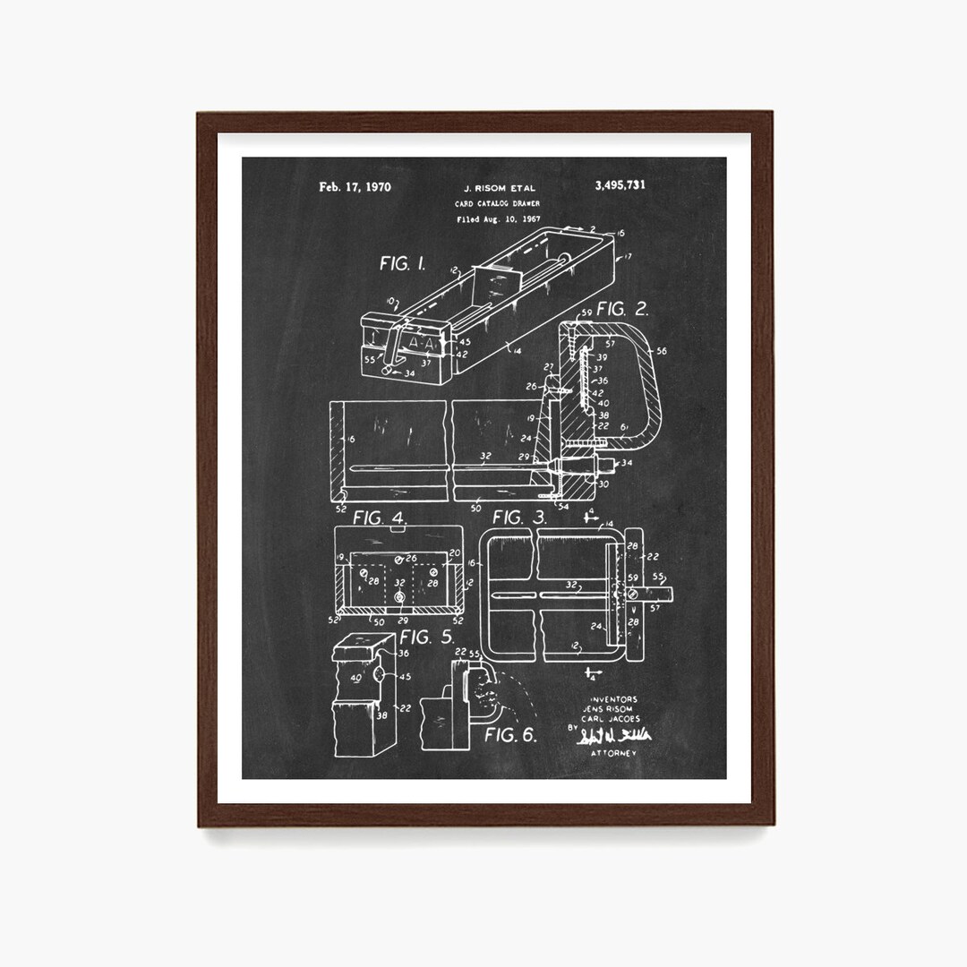 Library Card Catalog Patent Poster, Library Wall Art, Librarian Gift ...