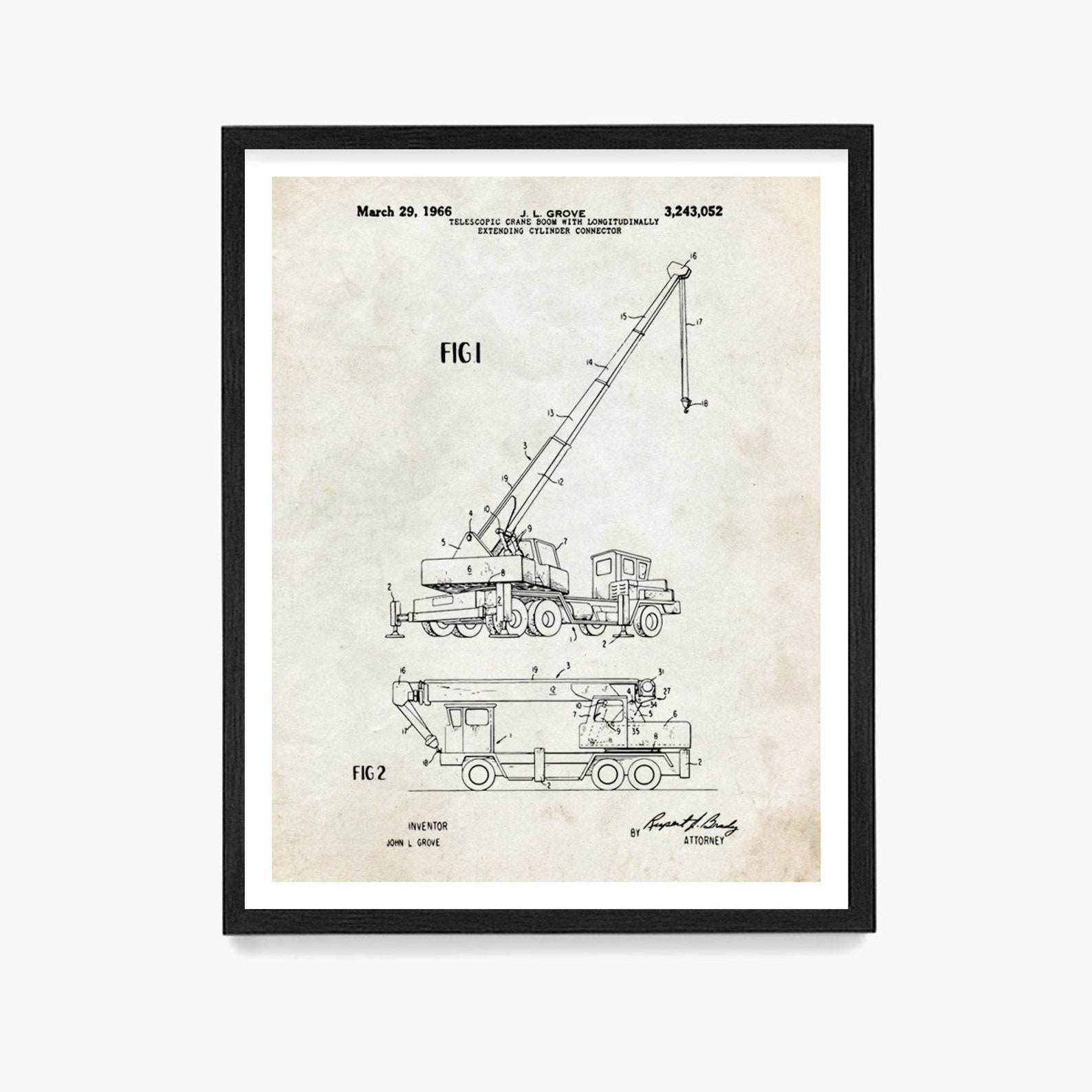 Crane Patent Art Print: Construction Blueprint Poster - Etsy
