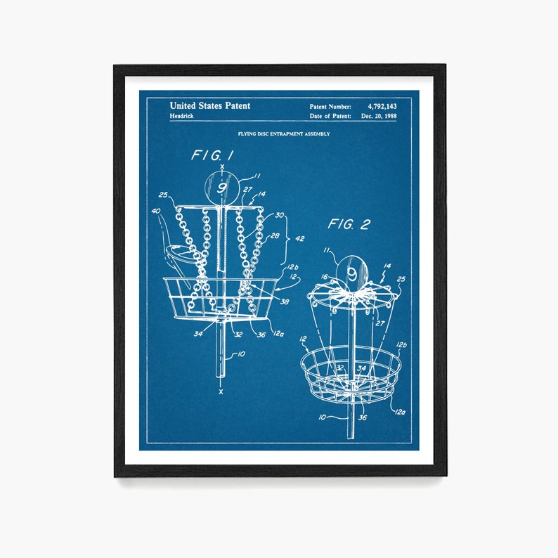 Disc Golf Patent Poster: Frisbee Basket Blueprint Art - Etsy