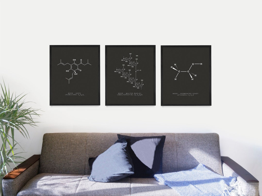 Beer Molecule Posters, the Chemistry of Beer, Hops Molecule, Barley ...