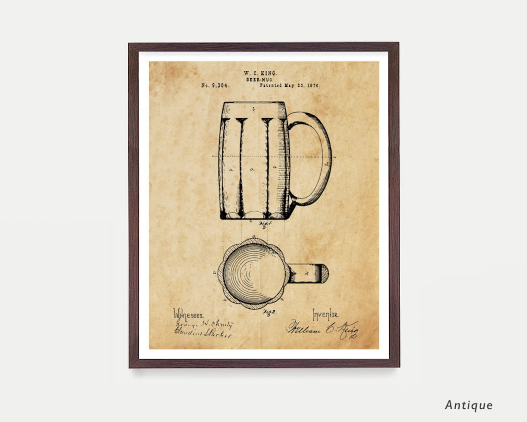 Beer Stein Patent Print Bar Wall Art Brewery Decor Home - Etsy UK