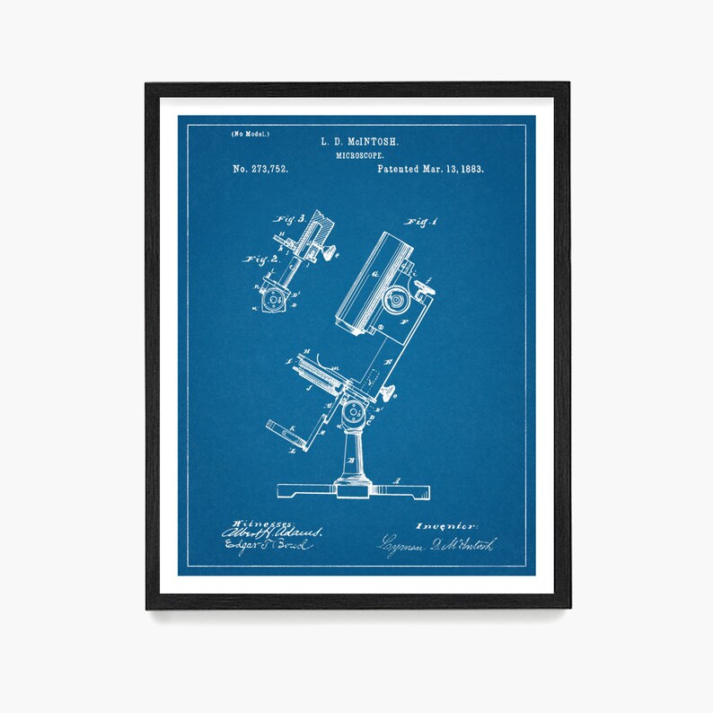 Microscope Patent Poster Science Wall Art Scientist Gift - Etsy