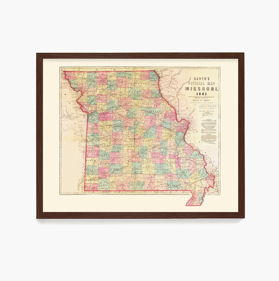 Missouri Map Wall Art Missouri Poster St Louis State Map - Etsy
