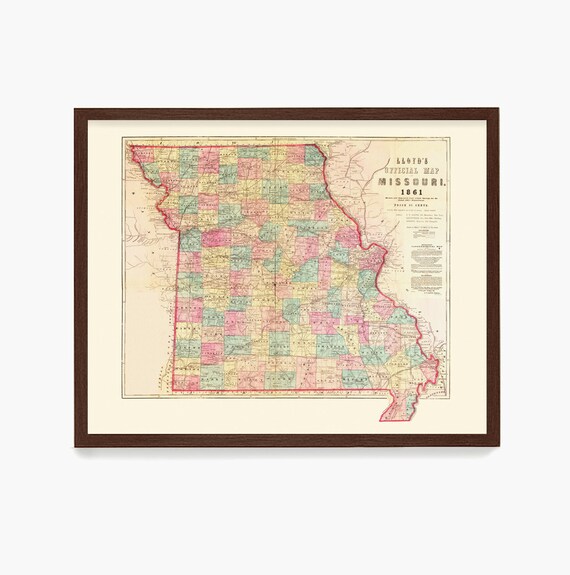 Missouri Map Wall Art Missouri Poster St Louis State Map | Etsy