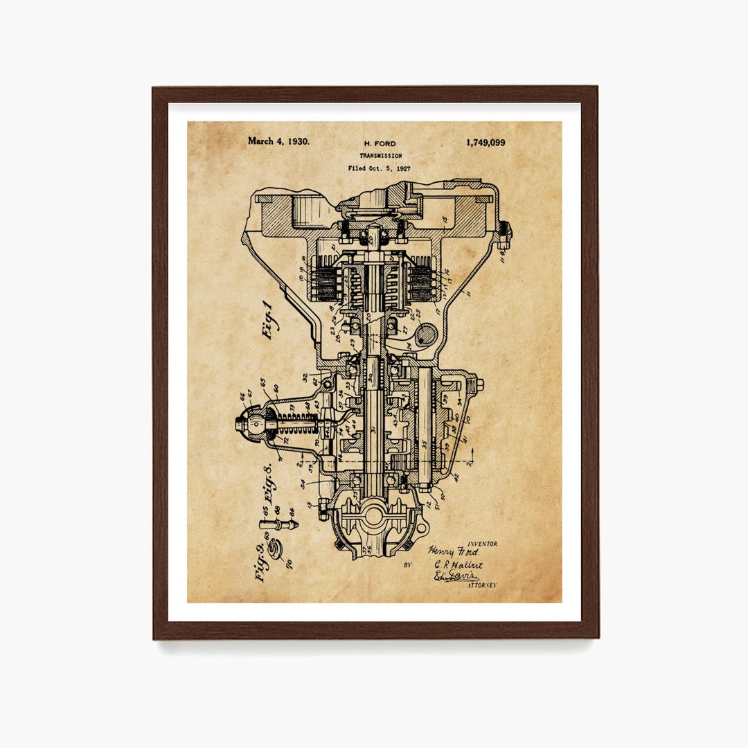 Transmission Patent Poster, Vehicle Engine Patent Wall Art, Car Engine ...
