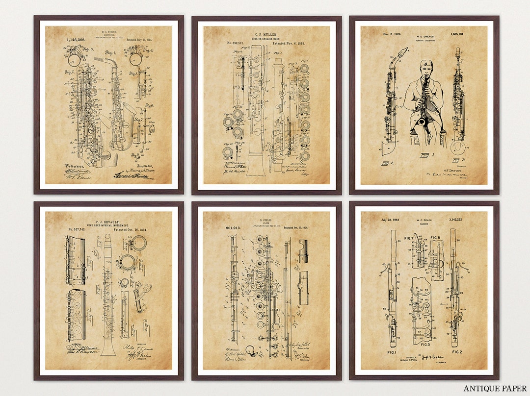 Woodwind Instrument Patent Art, Jazz Band Poster, Clarinet Poster ...