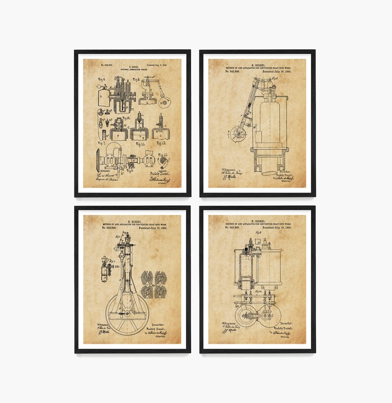 Diesel Engine Patent Art Diesel Mechanic Gift Diesel Poster - Etsy