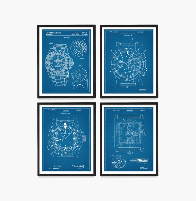 Watch Patent Posters Watch Art Watch Poster Time Piece | Etsy