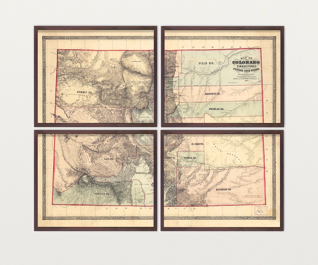 Colorado Map, Antique Map, Colorado Art, Vintage Colorado, Colorado ...