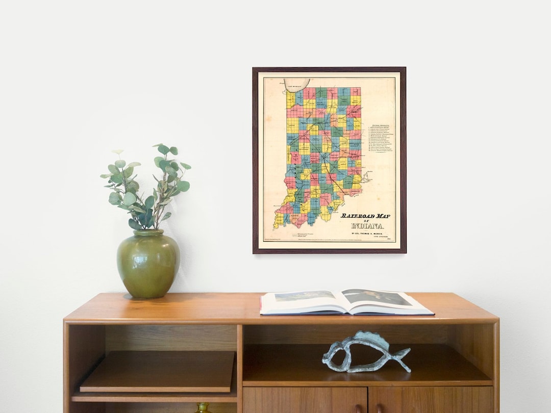 Indiana Map Indiana Art Indiana Poster Indiana Decor - Etsy