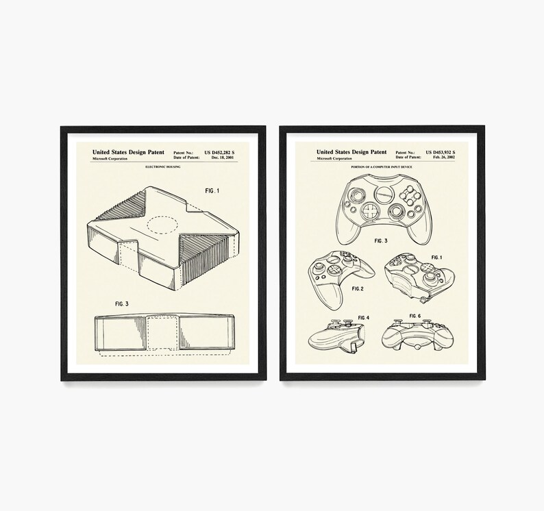 Video Game Patent Art Print: Console & Controller Set - Etsy