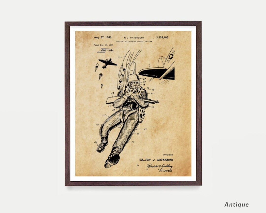 Military Uniform Patent Art, Paratrooper Poster, Military Wall Art ...