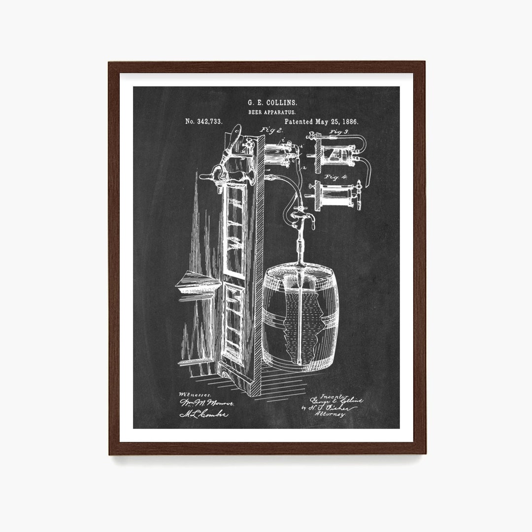 Beer Poster, Beer Patent Art, Keg, Beer Brewing, Brewery Wall Art, Bar ...