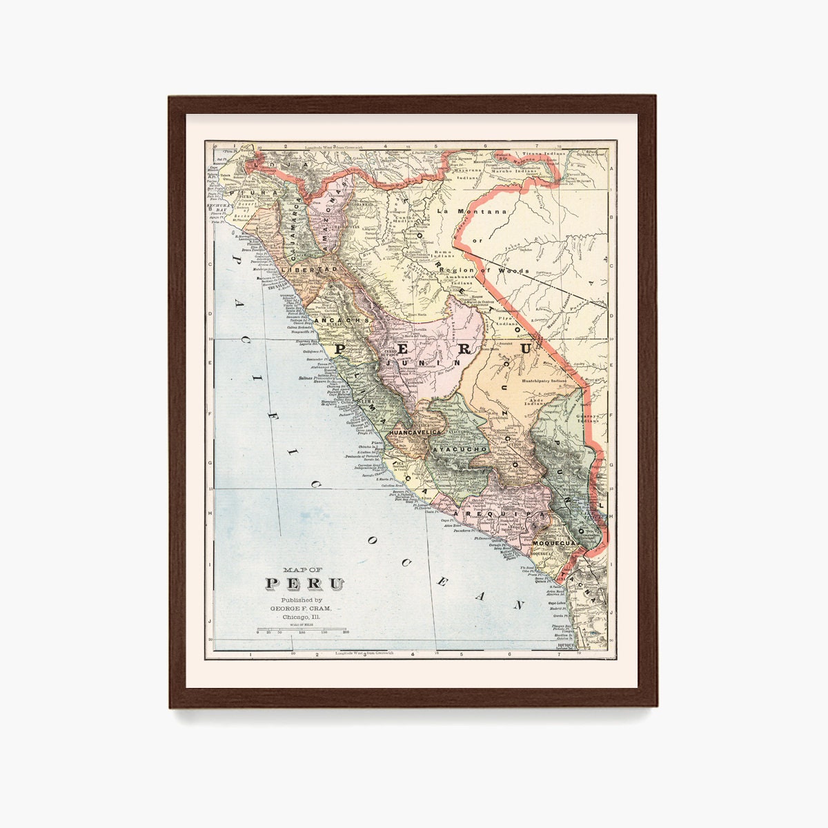 Mapa de Perú Mapa Antiguo Arte Peruano Cartel de Perú Perú - Etsy México