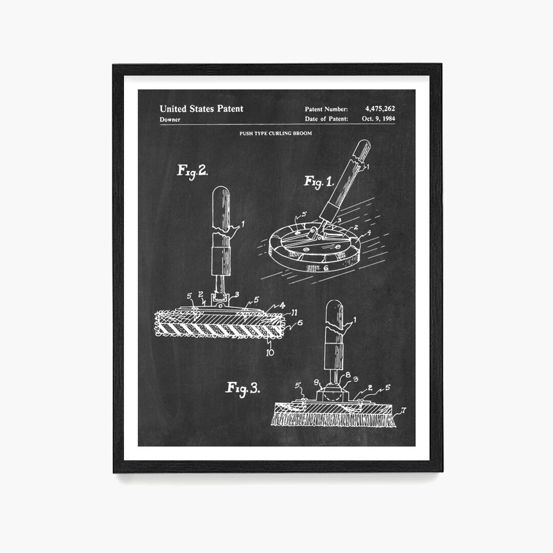 Curling Broom Patent Poster, Curling Wall Art, Curling Club, Curling ...