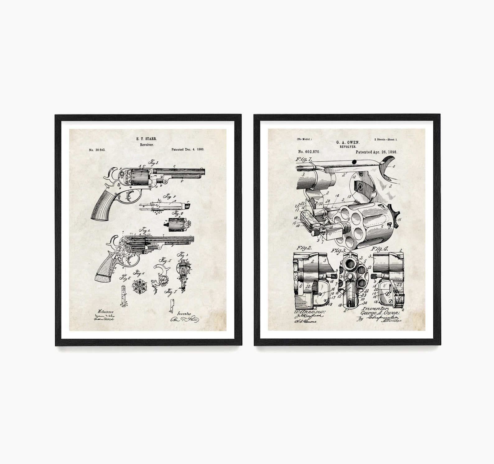 Revolver Patent Set Gun Patent Patent Print Handgun | Etsy