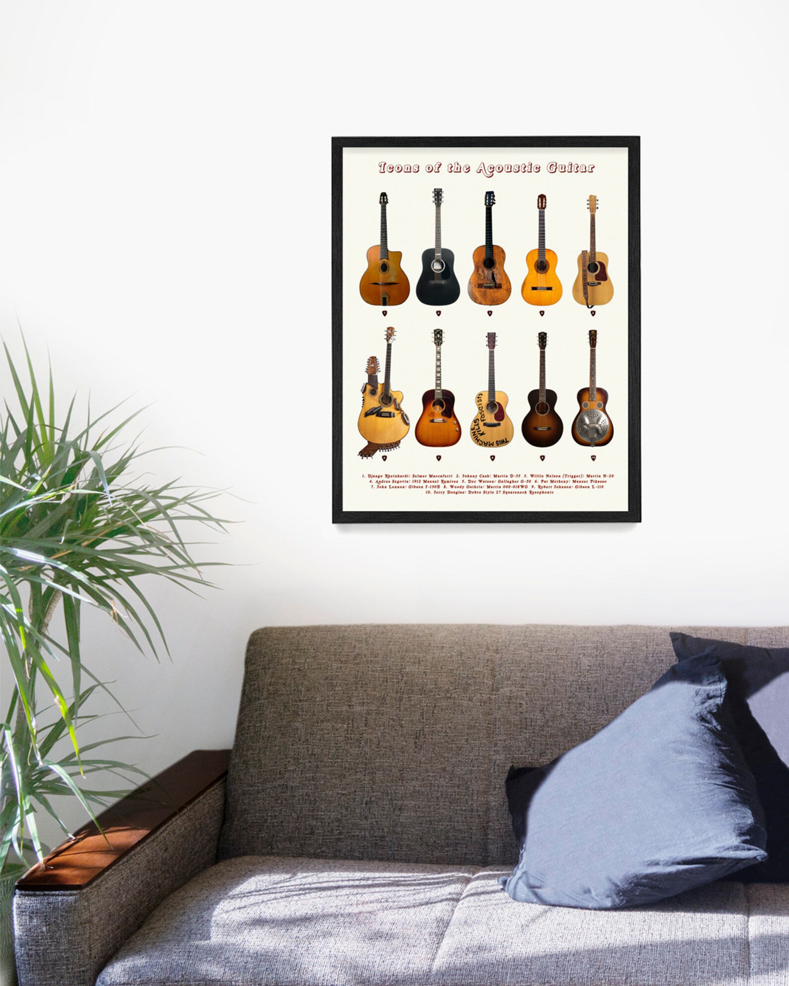 Guitar Poster Icons of the Acoustic Guitar History of Rock N | Etsy