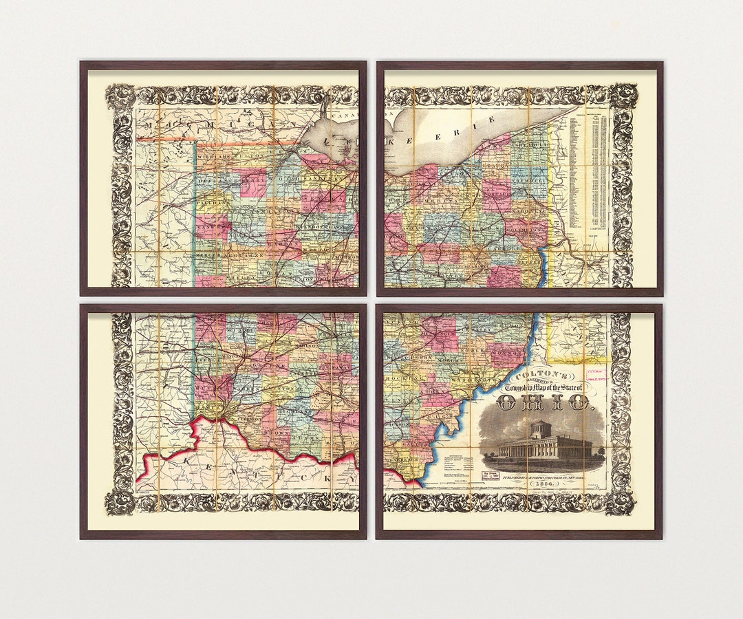 Antique Ohio Map Art Print: Vintage State Wall Decor - Etsy