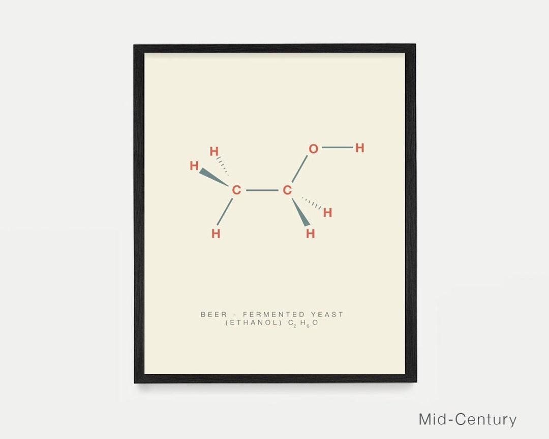 Beer Molecule Poster, Ethanol Molecule Print, Molecule Wall Art, Bar ...