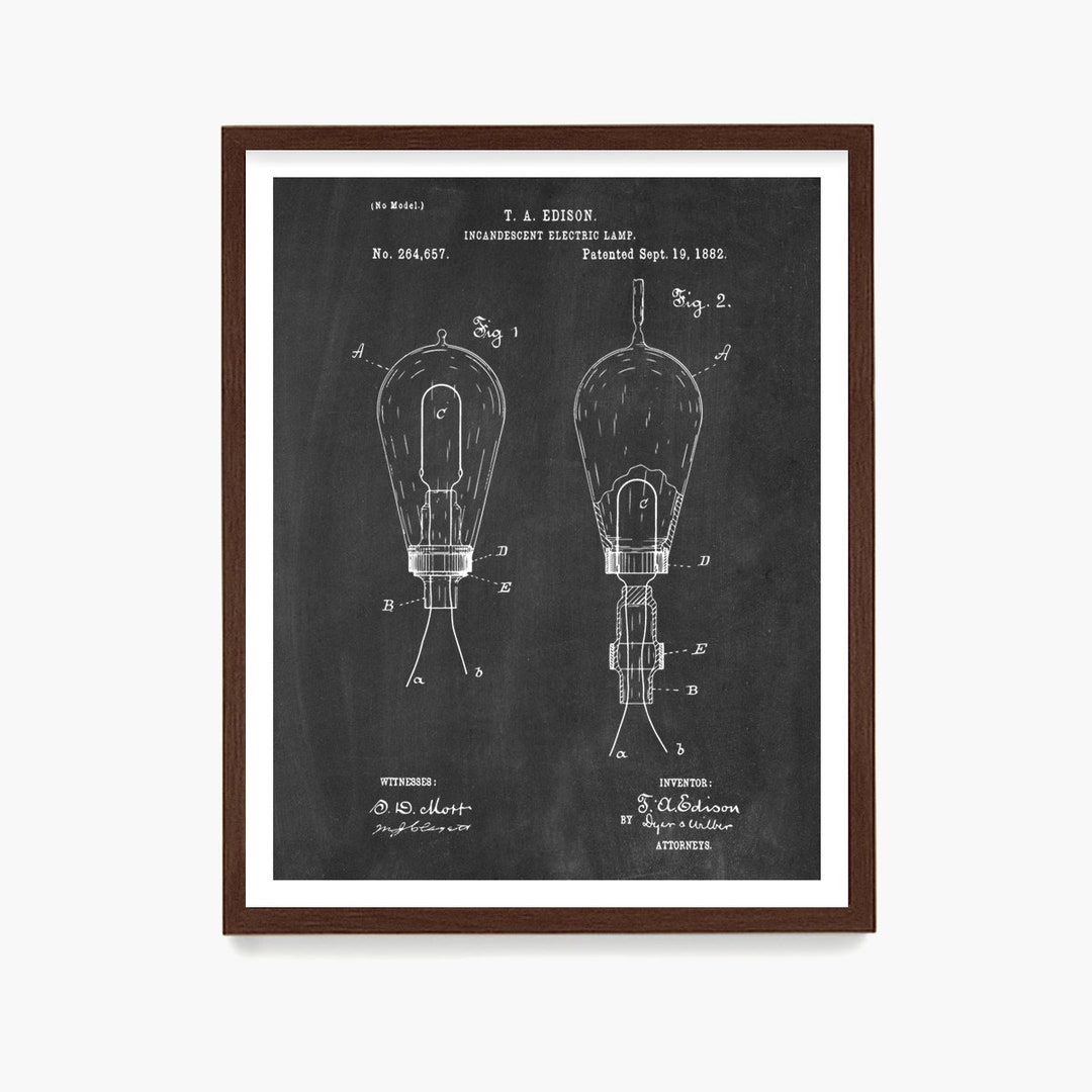 Light Bulb Patent, Edison Patent Art, Thomas Edison Invention ...
