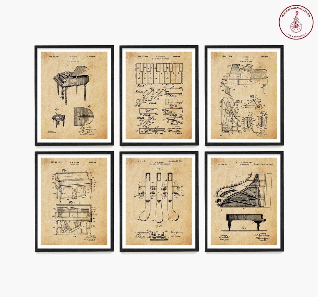 Piano Patent Poster, Piano Wall Art, Pianist Gift, Music Room Decor ...