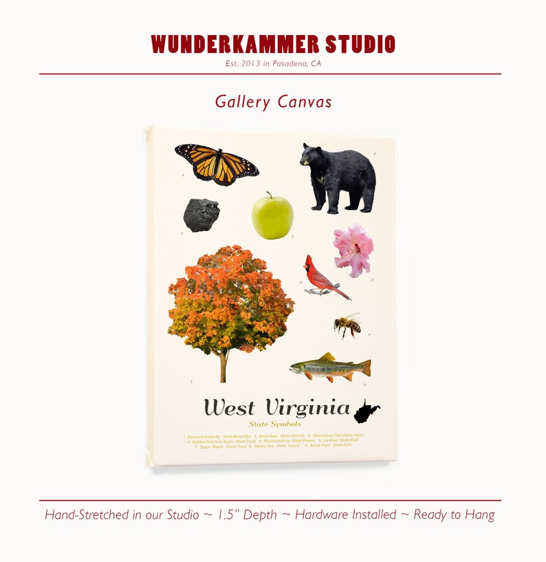 West Virginia State Symbols Poster West Virginia Wall Art - Etsy