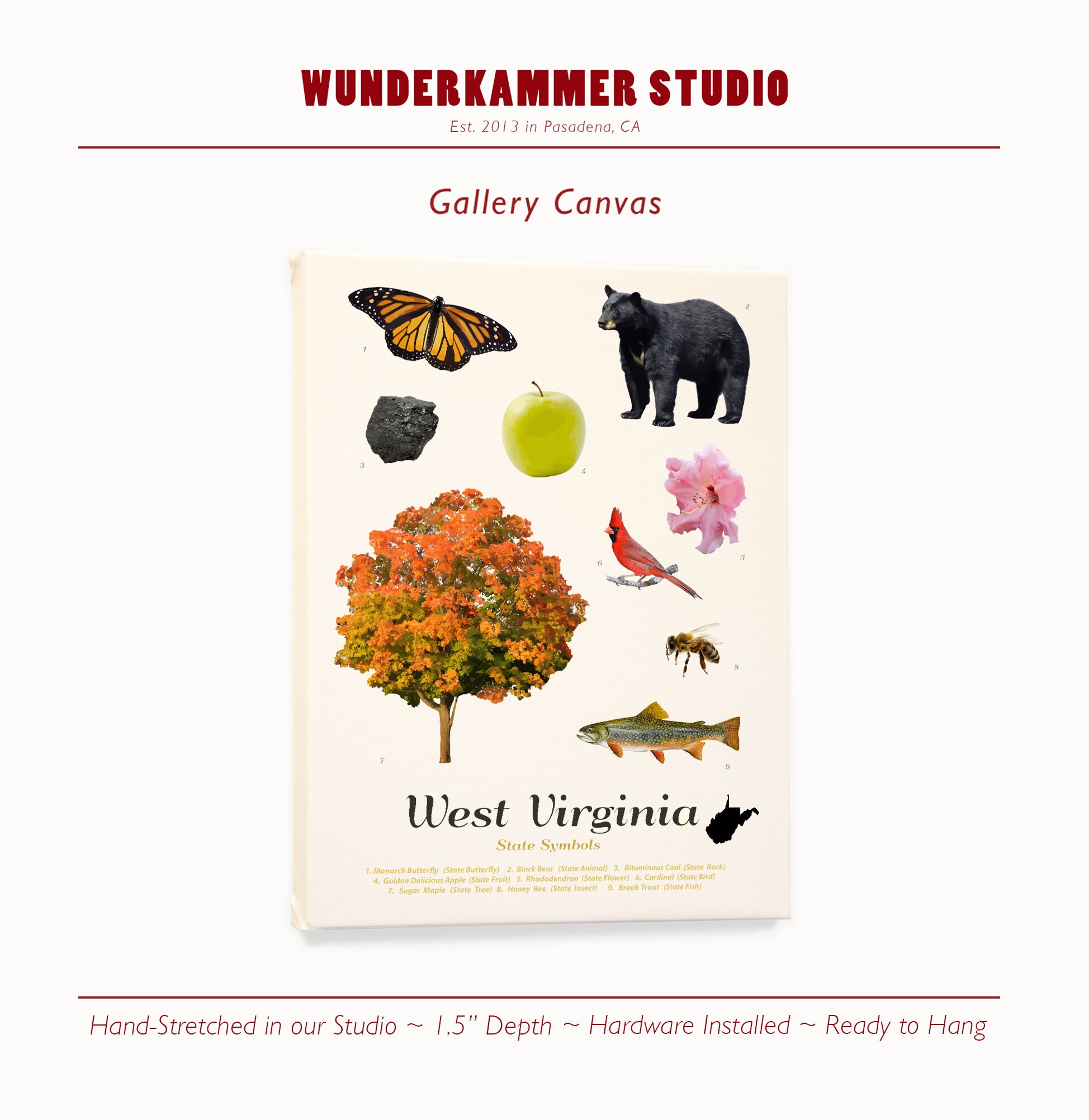 West Virginia State Symbols Poster West Virginia Wall Art - Etsy