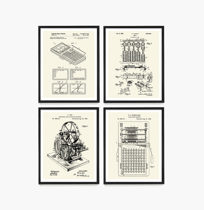 Evolution of the Calculator Patent Art Math Art Math | Etsy