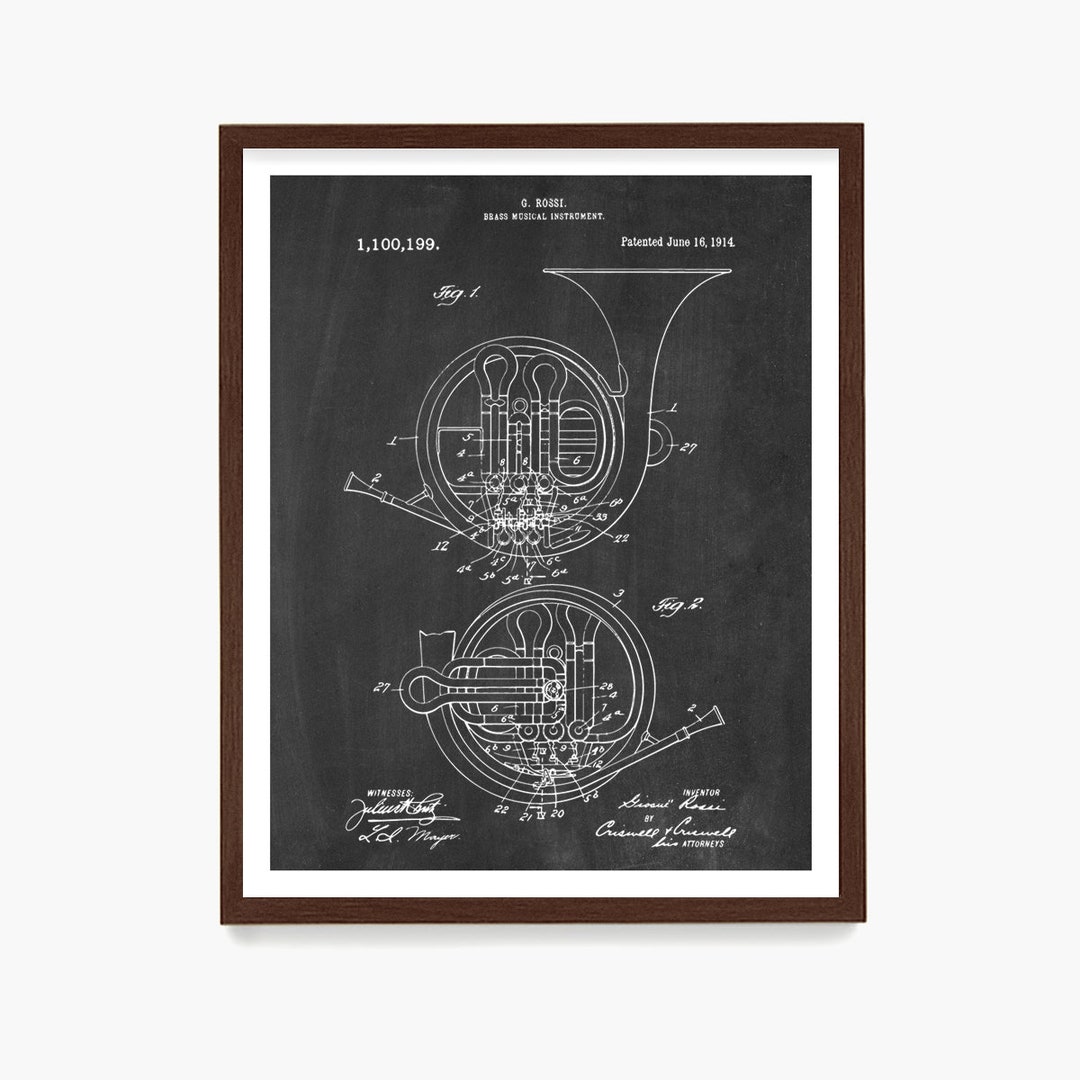 French Horn Patent Poster, French Horn Wall Art, Horn Poster, Classical ...