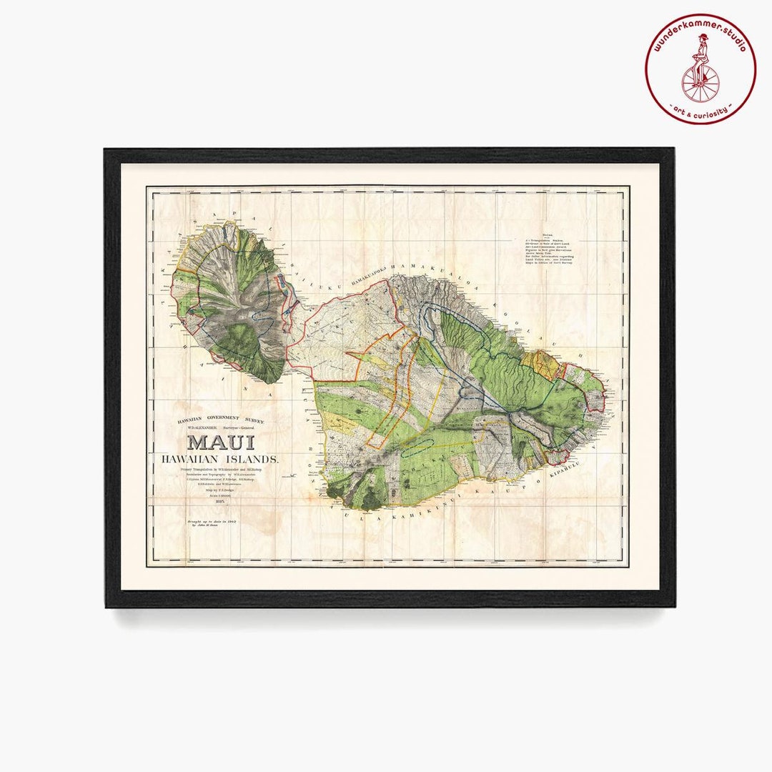 Maui Island Map Art Print: Hawaiian Home Decor - Etsy