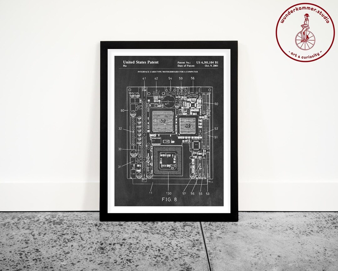 Motherboard Patent Poster, Computer Wall Art, Tech Decor, Computer Gift ...