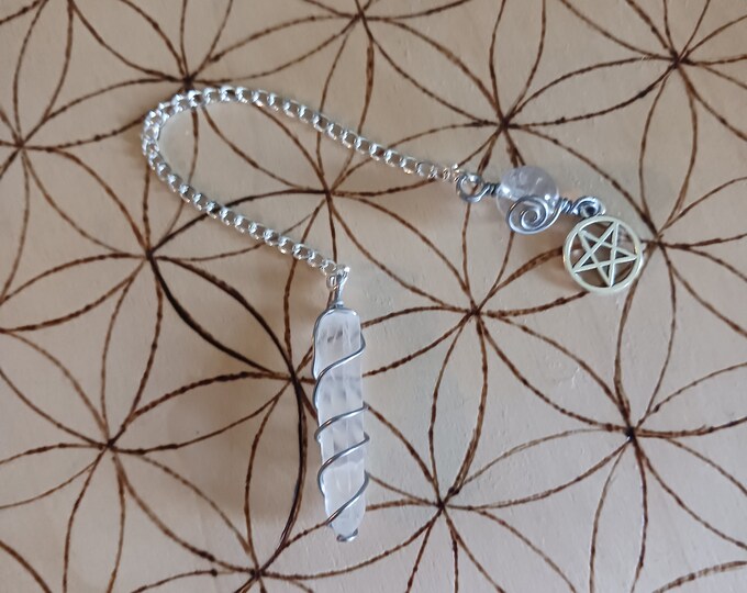 Natural Quartz Pendulum With Pentacle OOAK Hand Made - Etsy
