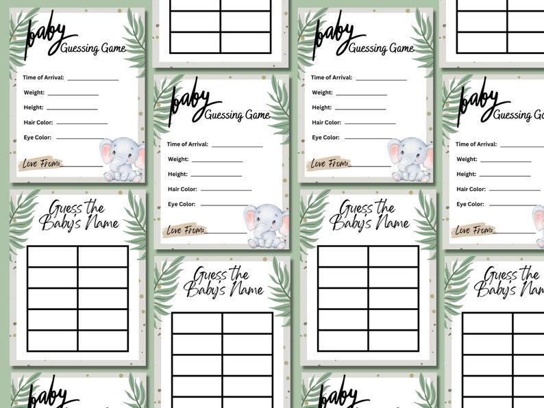 Printable Baby Shower Games - Etsy