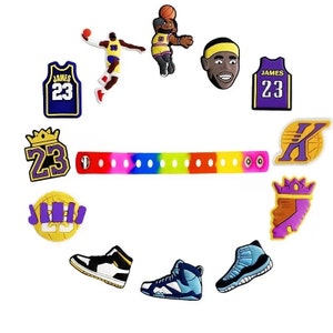 Basketball NBA Lebron James Pack 12 Charms and Bracelet Croc Jibbitz ...
