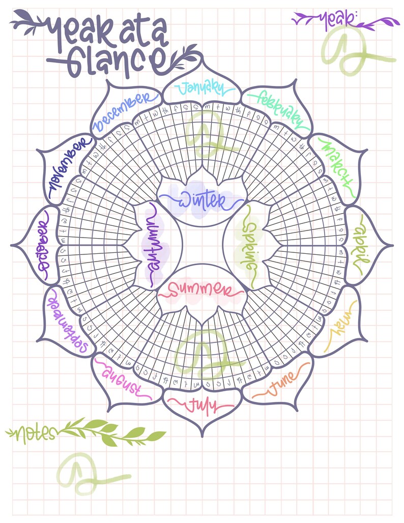 Year at a Glance Chart, Yearly Planner, Digital Download - Etsy