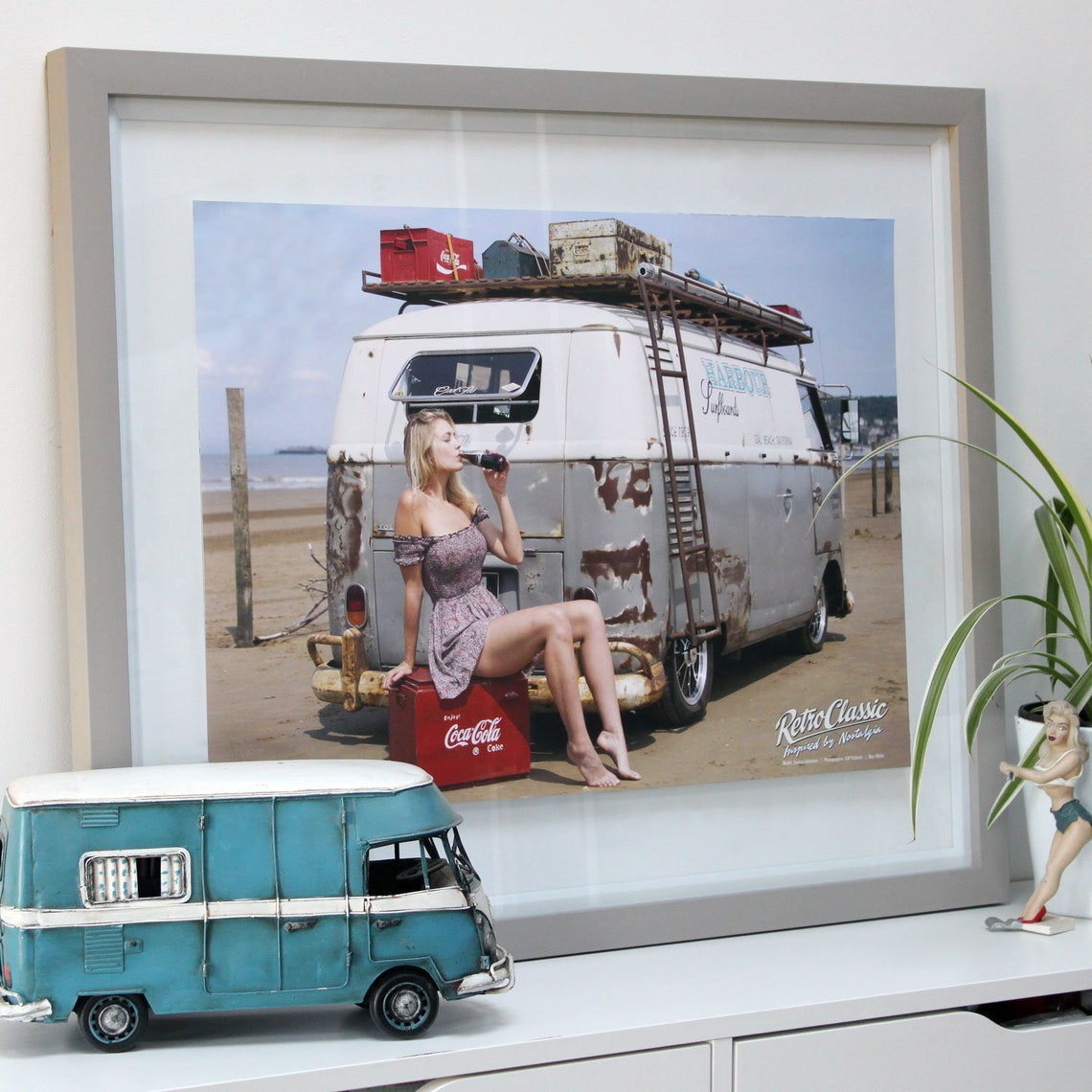 Jessica Johansen Harbour Surfbus & Retro Coke Cooler A2 Art - Etsy UK