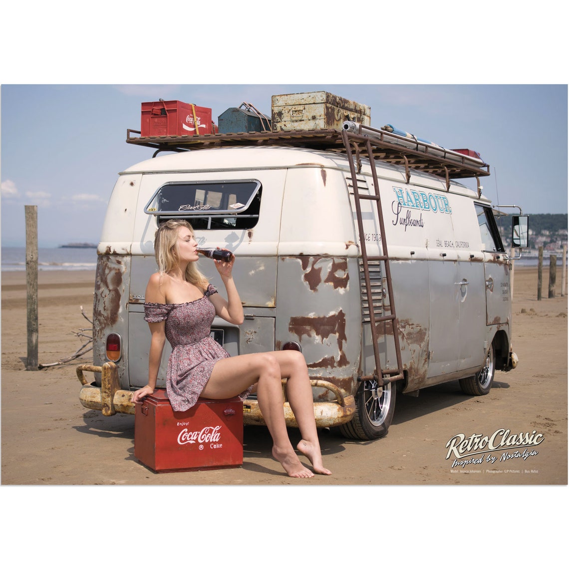 Jessica Johansen Harbour Surfbus & Retro Coke Cooler A2 Art - Etsy UK