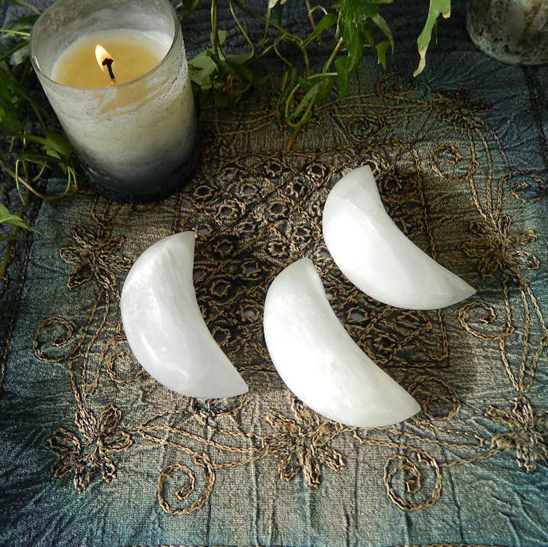Selenite Crescent Moon the Stone for Calm and Peace - Etsy