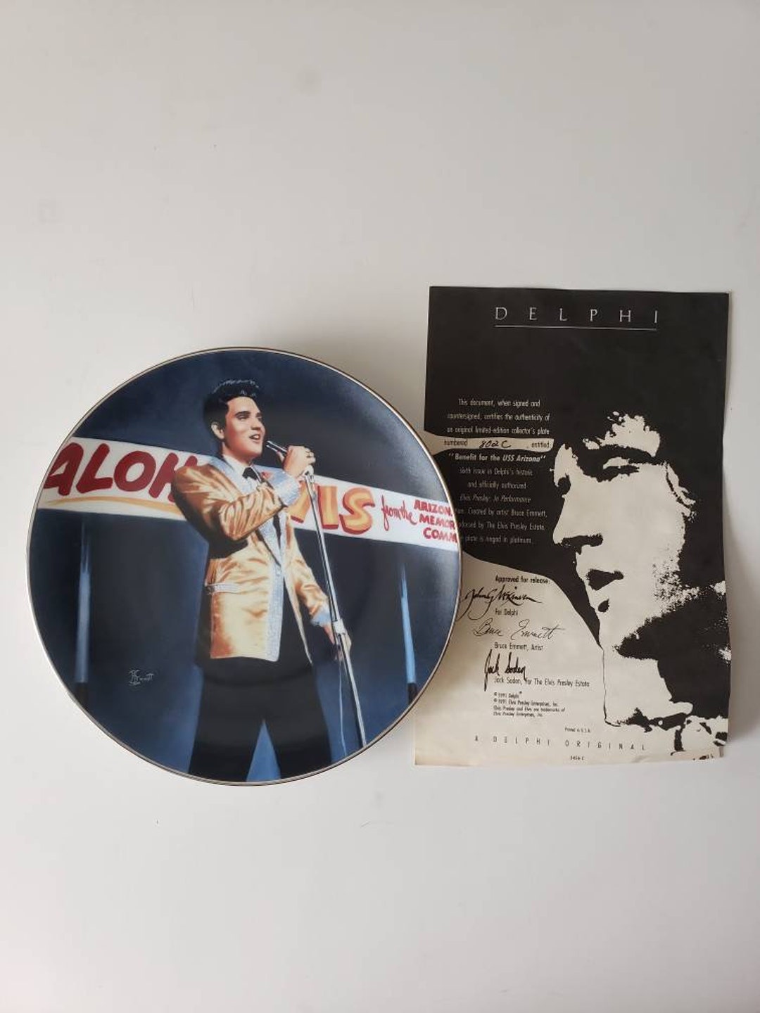 Elvis Presley Delphi Plate benefit for the USS Arizona Plate W/ Box ...
