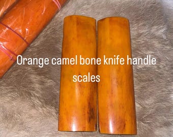 Camel Bone Knife Making Scales, Antler Jigged Sets of 2 Dyed Dark Brown Amber Color, 5” X 1 1/2 ...