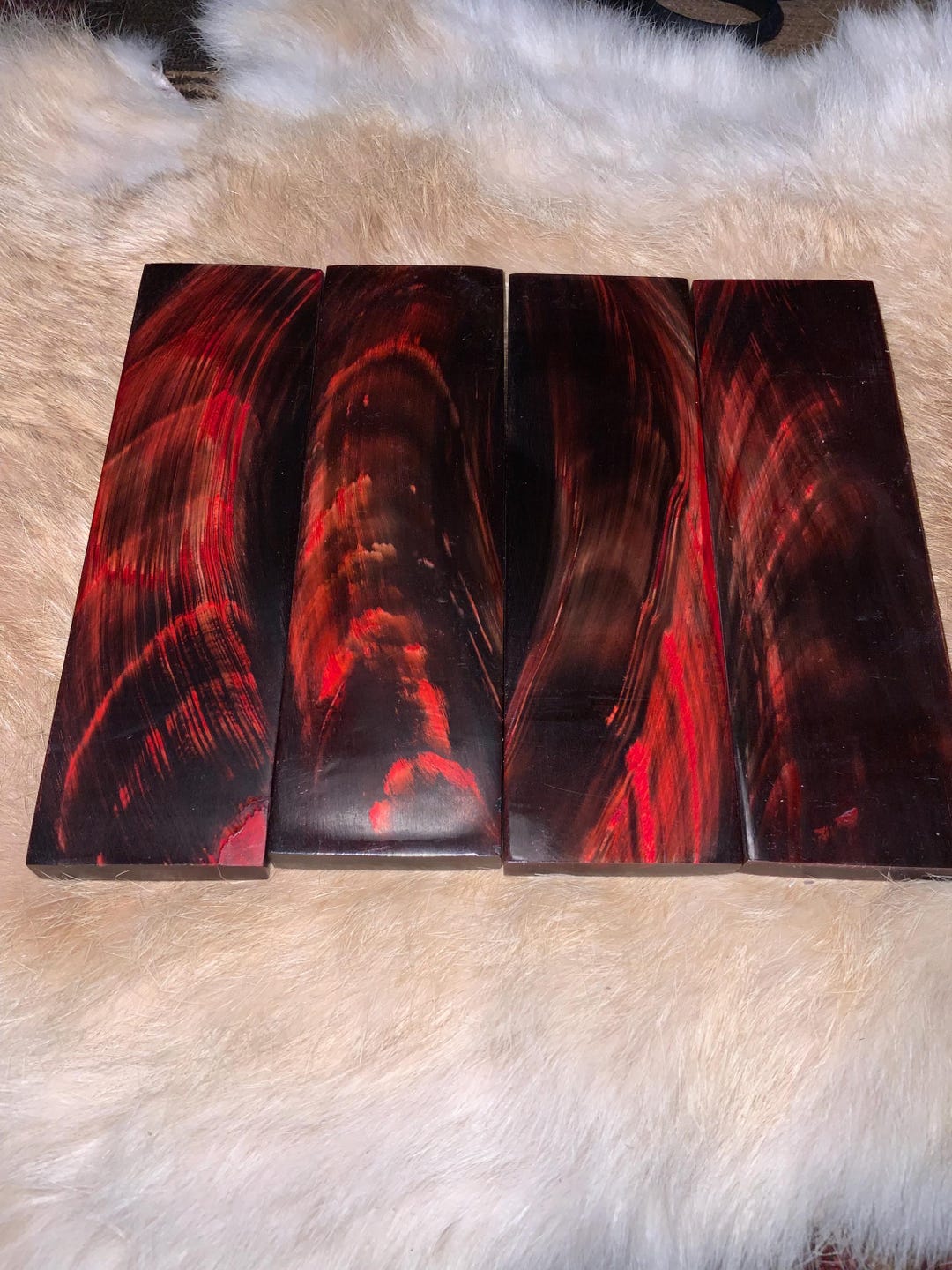 Red and Black Buffalo Horn Scales for Knifemaking, 2 Sets (4 Total ...