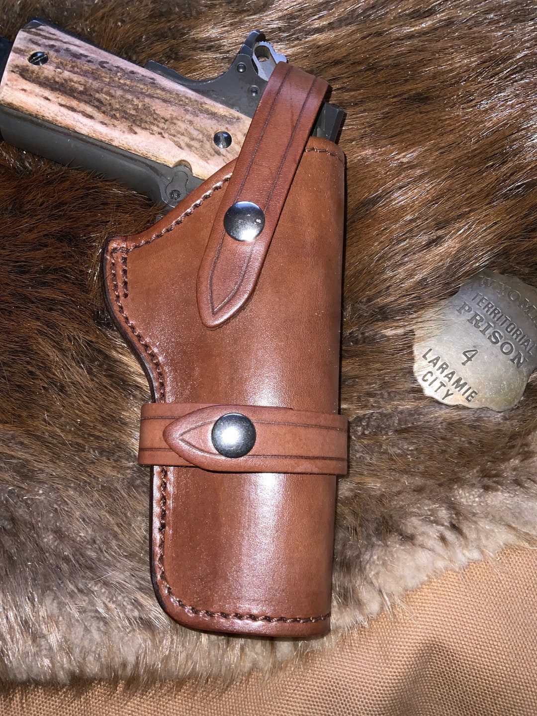 1911 Pistol Holster, Leather, Lined, Retention, RH, OWB for 5 1911 ...