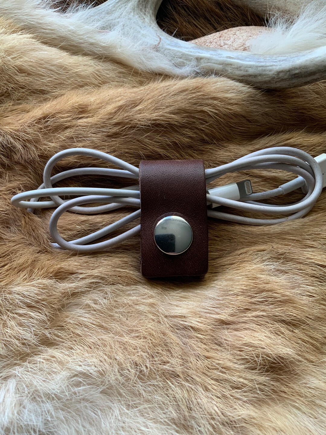 Leather Cable Organizer for Charging Cords, Electronics Cords, Snap ...