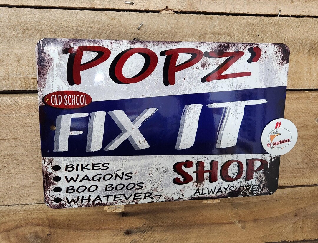POPZ' FIX IT Shop Sign, Funny Sunny, Gift, Vintage Look, Grandpa, Papaw ...