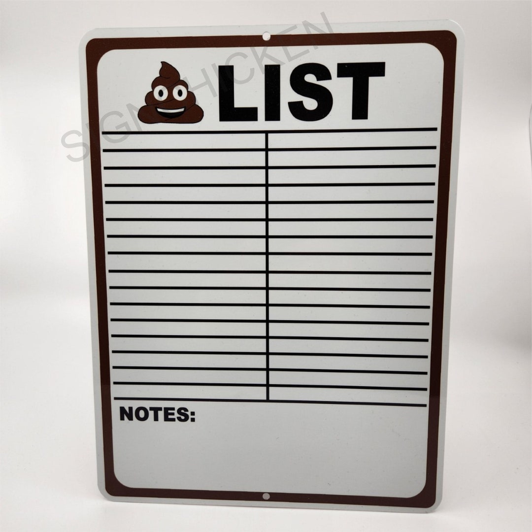 Poop List Sign. Funny Office Sign, Wipe off Board. - Etsy