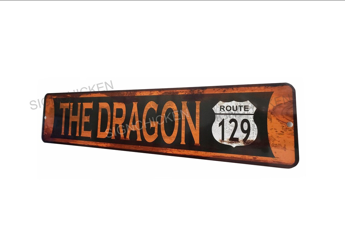 The Dragon Route 129 - Vintage Looking Sign, Man Cave / Garage Sign ...