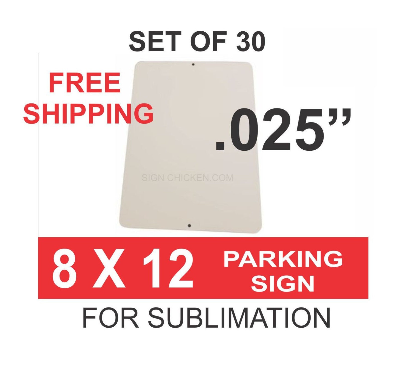 Sublimation, Parking Sign Blanks, 8" X 12", White, .025" Thick Aluminum ...