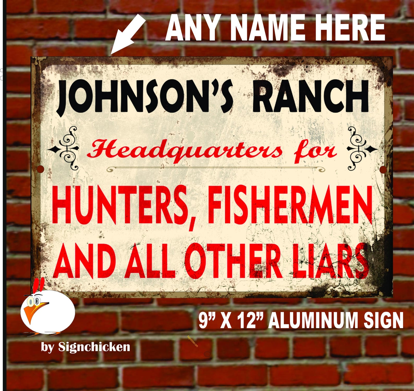 ANY NAME RANCH Sign, House Plaque, Decor, Signs, Gift, All Aluminum 9 ...