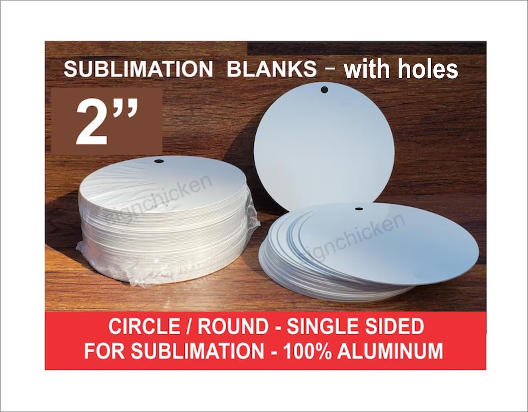 Sublimation, CIRCLE BLANKS, 2" Diameter, White, Aluminum / Dye Sub ...